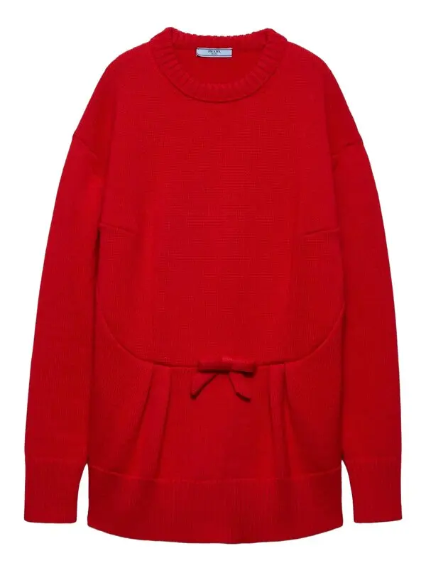 Prada Crew Neck Sweater With Bow Detail - Red