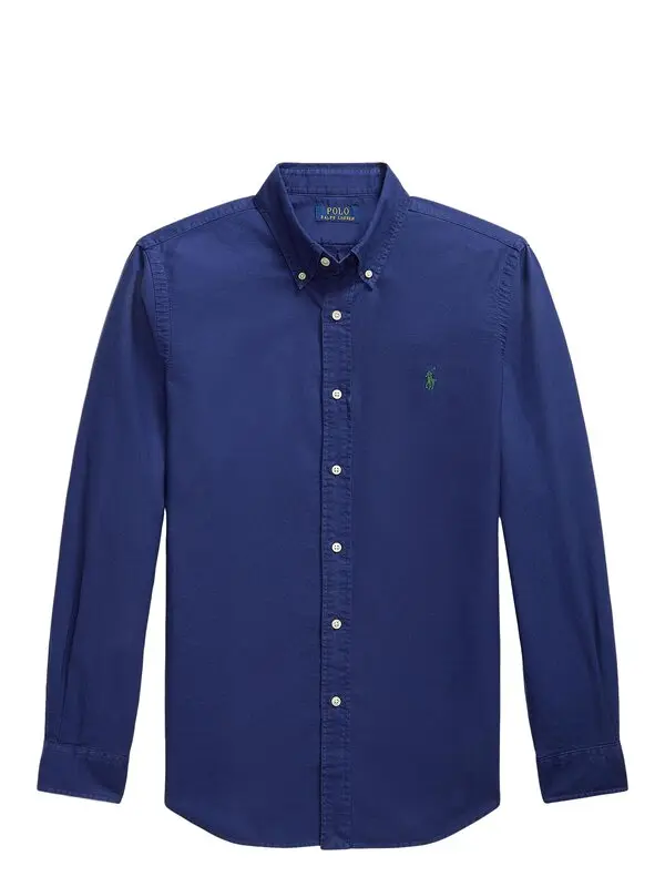 Polo Ralph Lauren Long Sleeve Button-down Shirt With Embroidered Logo - Blue