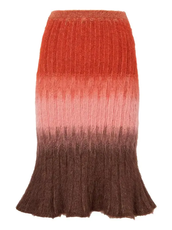 Fendi Gradient Knit Midi Skirt - Pink