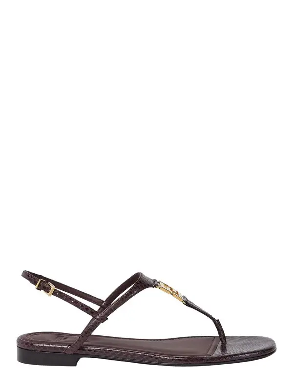 Fendi Embellished Leather Slingback Sandals - Black