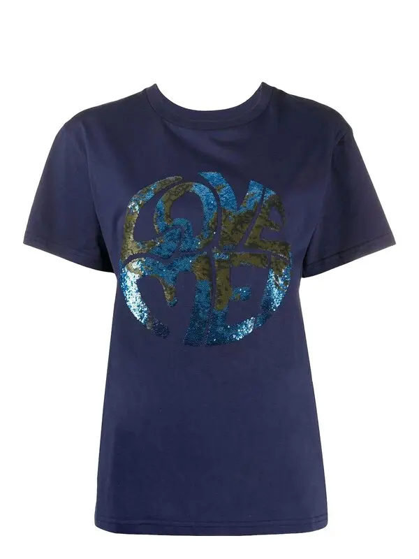Alberta Ferretti Sequin Embellished T-shirt - Blue