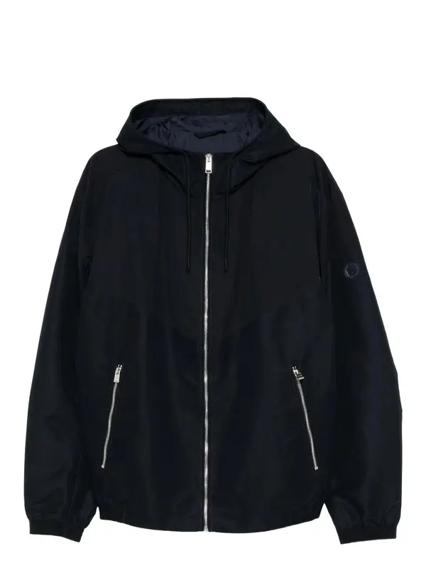 Hugo Boss Zip-up Hooded Jacket With Textured Finish - Blue