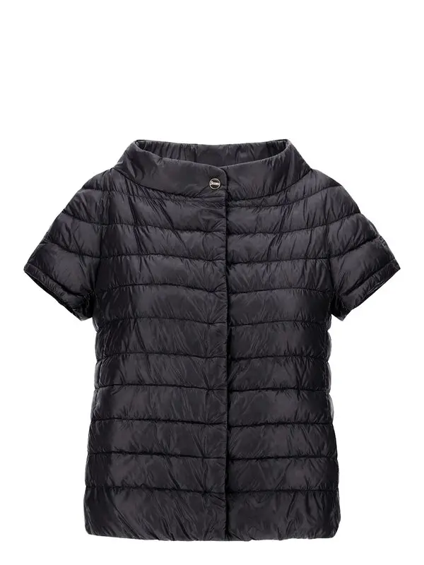 Herno Short-sleeved Down Cape With Cowl Neck - Black
