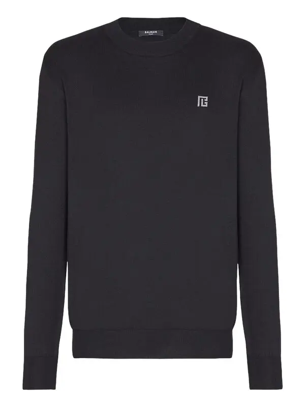 Balmain Crewneck Long Sleeve Sweatshirt With Logo Detail - Black