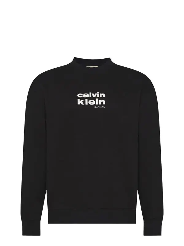 Calvin Klein Fleece Retro Graphic Crewneck Sweatshirt - Black