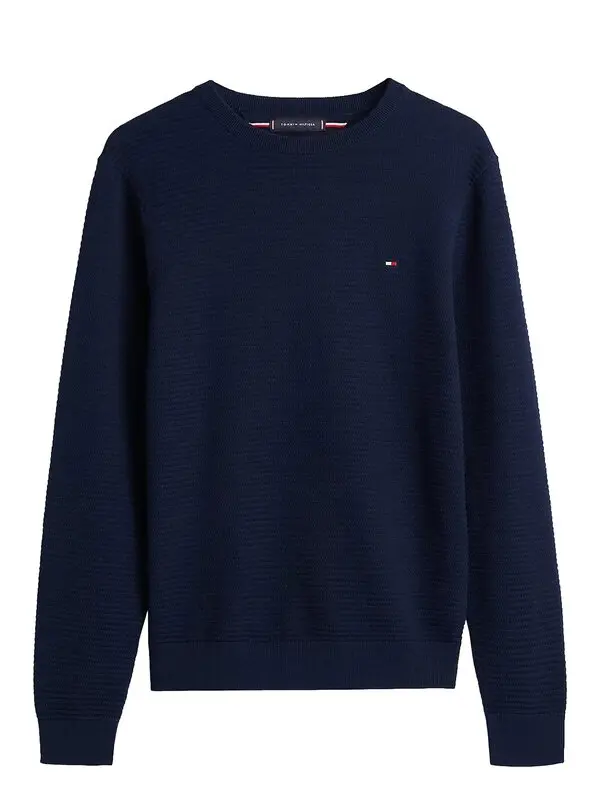 Tommy Hilfiger Crew Neck Textured Pullover - Blue