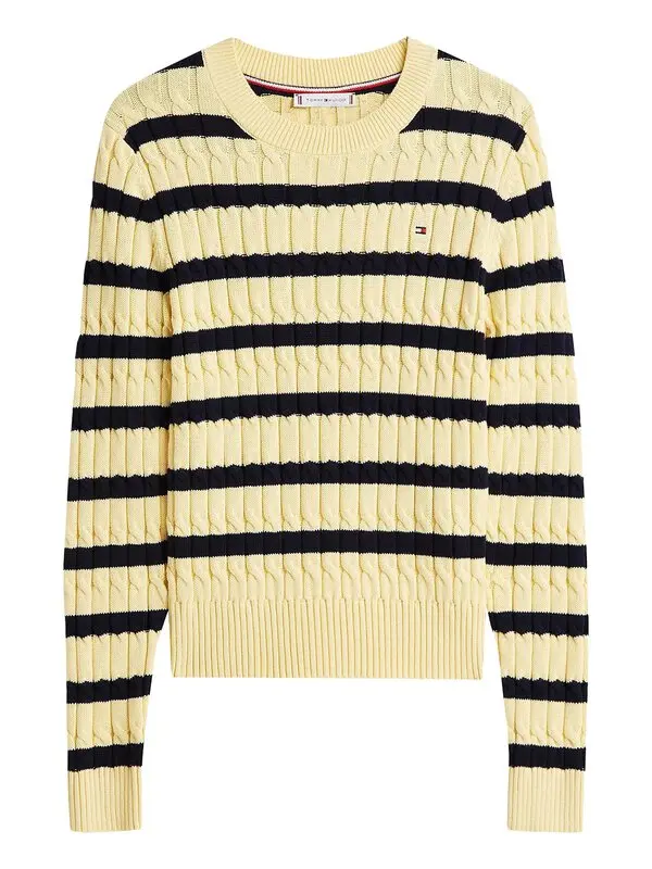 Tommy Hilfiger Cable Knit Striped Crewneck Sweater - Multi