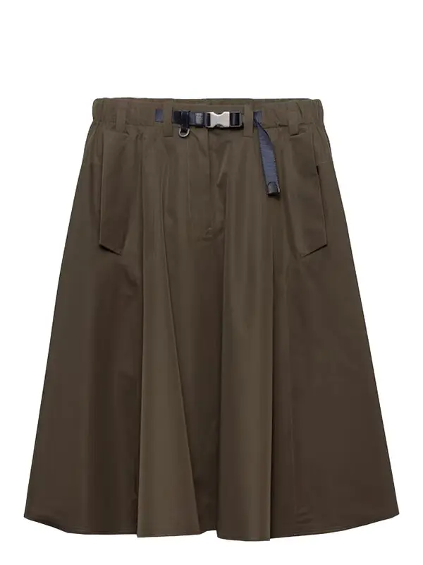 Prada Wide Technical Fabric Skirt With Buckled Belt - Green
