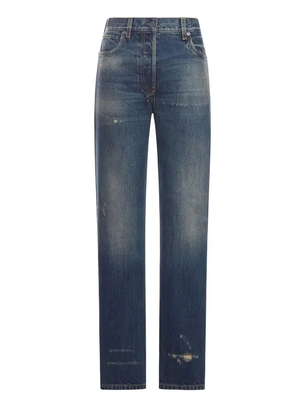 Prada Straight Leg Washed Denim Jeans - Blue