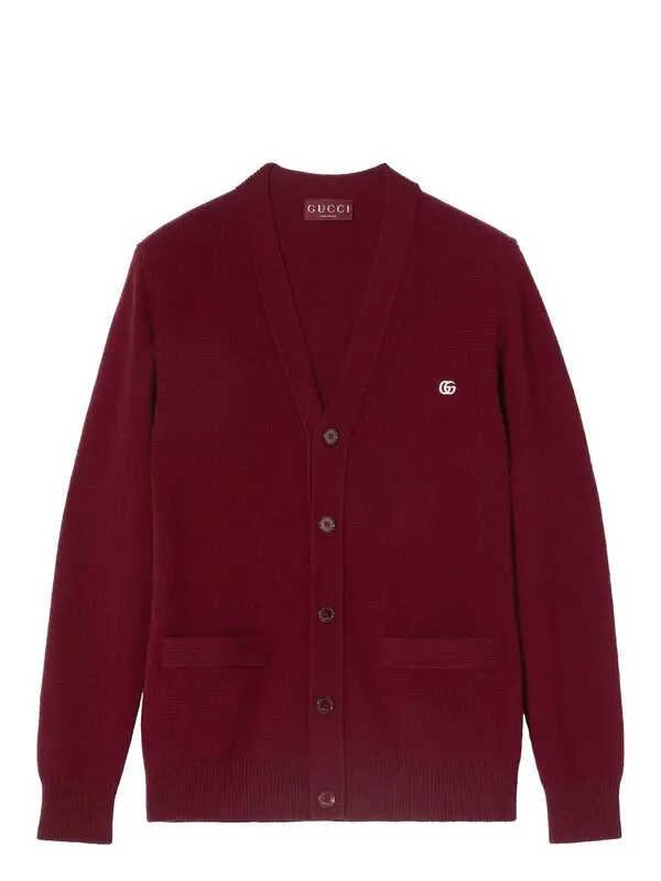 Gucci Embroidered Cashmere Wool Cardigan - Red