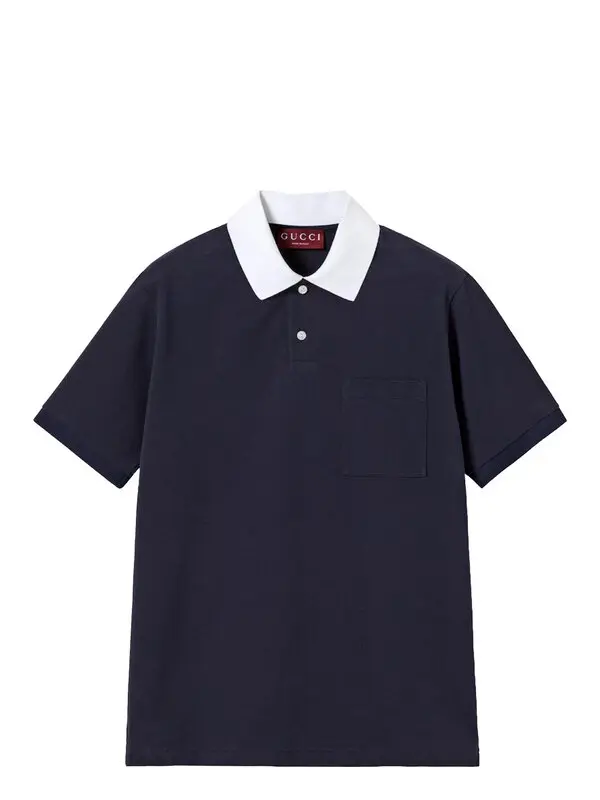 Gucci Stretch Cotton Piqué Polo - Blue