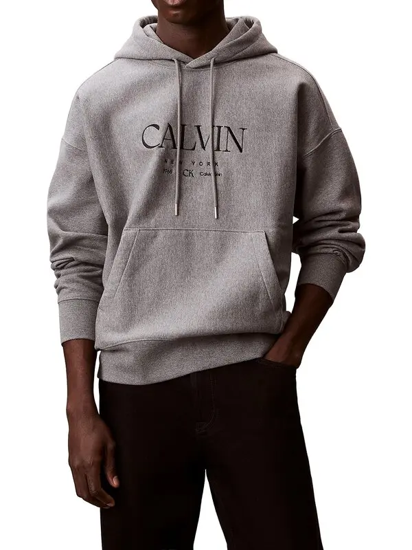 Calvin Klein Fleece Logo Graphic Hoodie - Gray