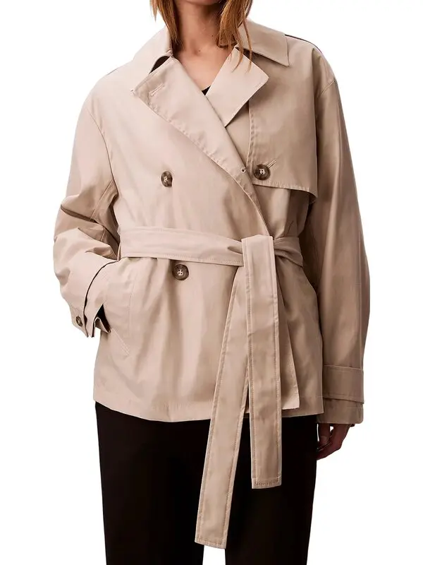 Calvin Klein Mid Length Cotton Trench - Beige