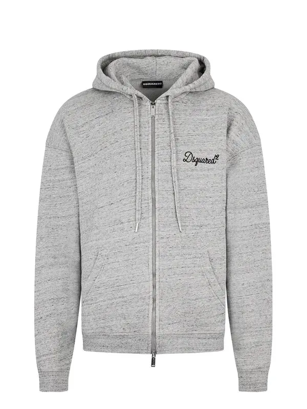 Dsquared2 Zip Hoodie With Logo Detail - Gray