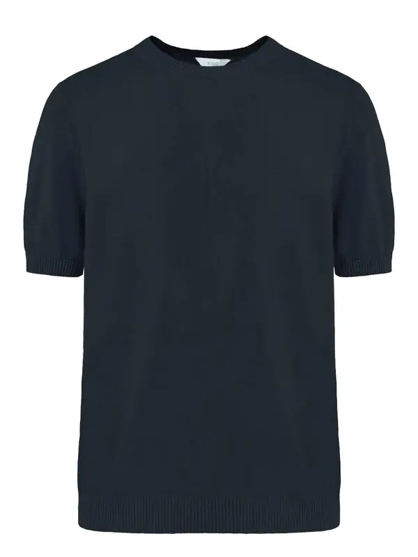 Malo Crew Neck Sweater With Short Sleeves - Blue