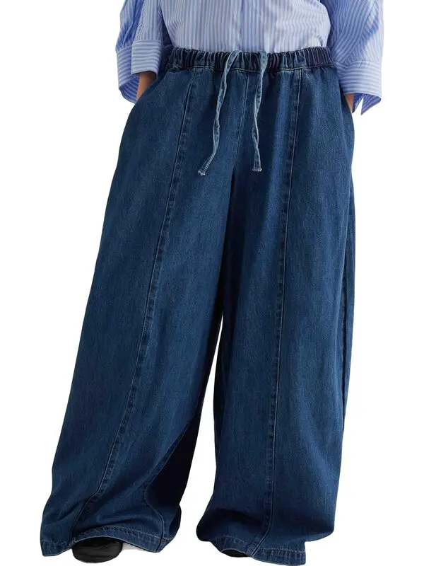 MEIMEIJ Wide Leg Denim Pants - Blue