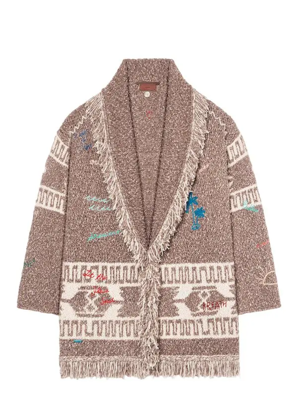 Alanui Written The Ocean" Shawl Collar Cardigan - Brown