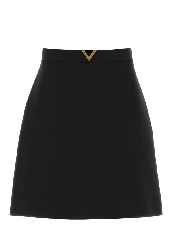 Valentino Garavani A-line Skirt With V-detail - Black