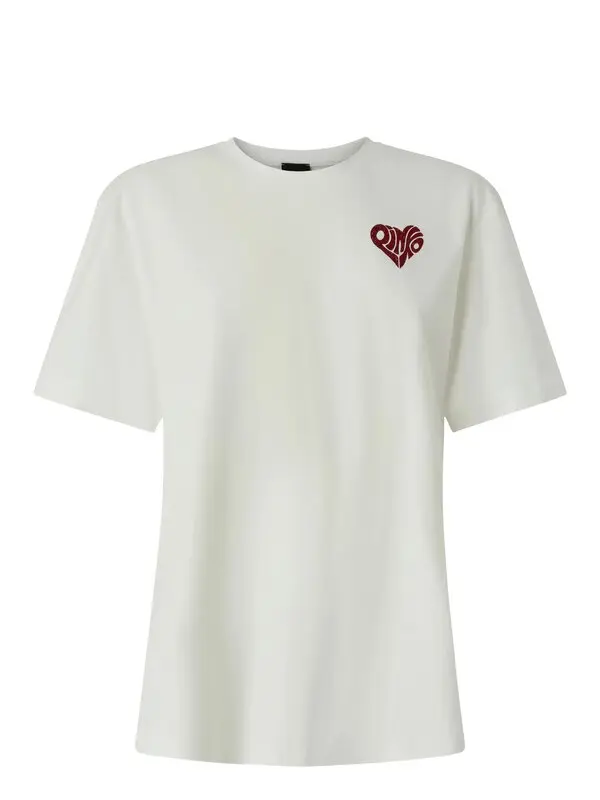Pinko Cotton T-shirt With Heart Logo - White