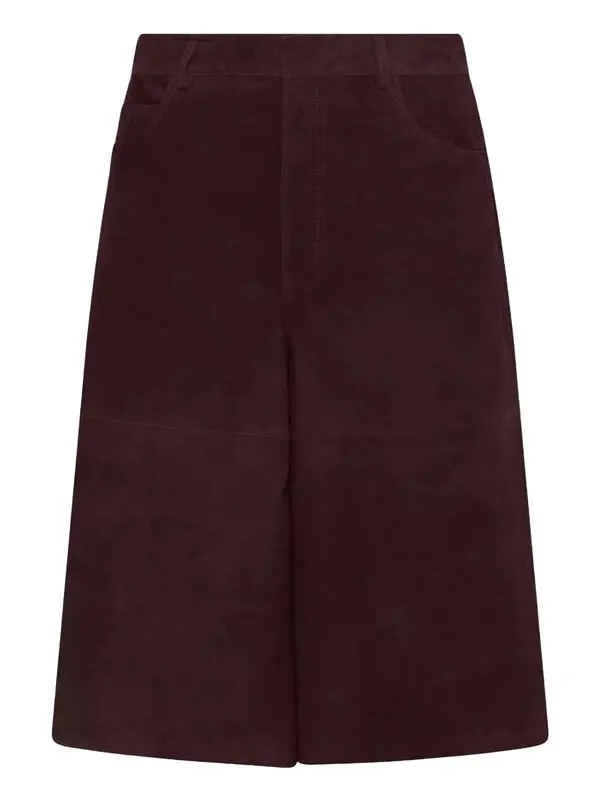 Marella Suede Tailored Shorts - Brown