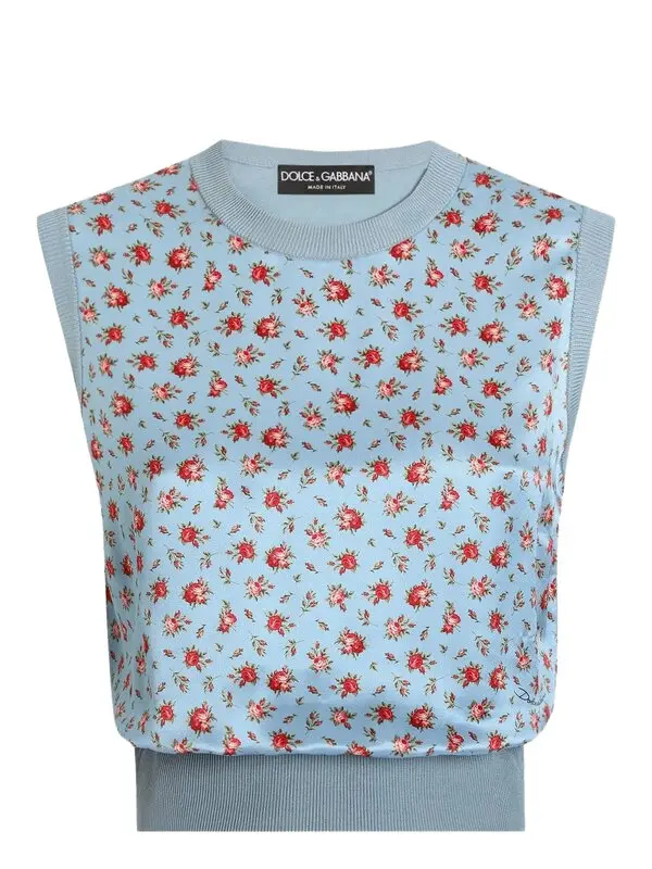 Dolce & Gabbana Sleeveless Floral Print Top - Blue