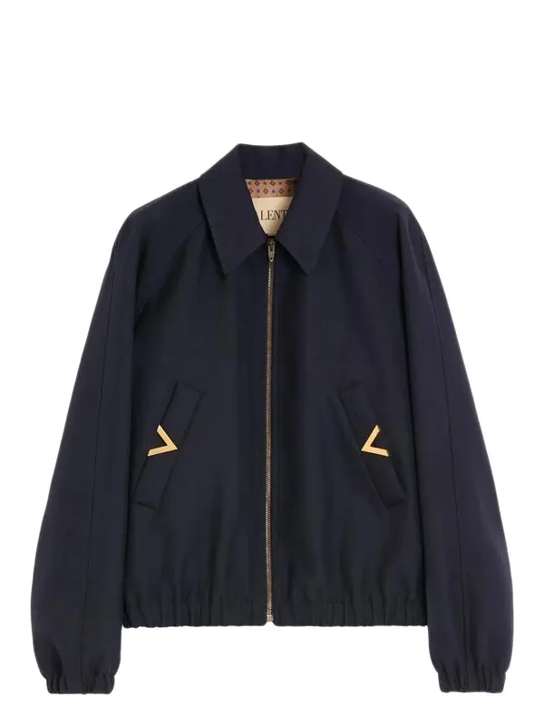 Valentino Garavani Jacket With Golden Zip Detail - Blue