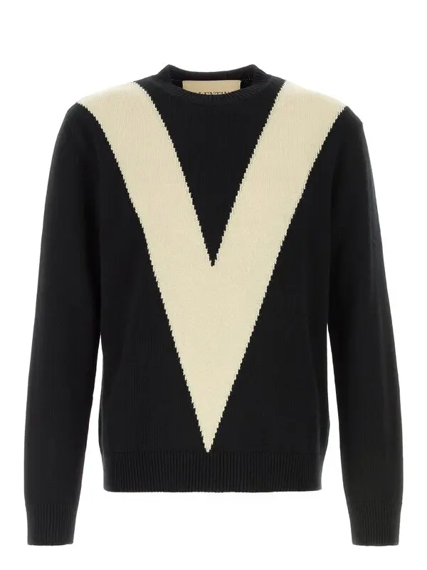 Valentino Garavani V-logo Crew Neck Sweater - Black