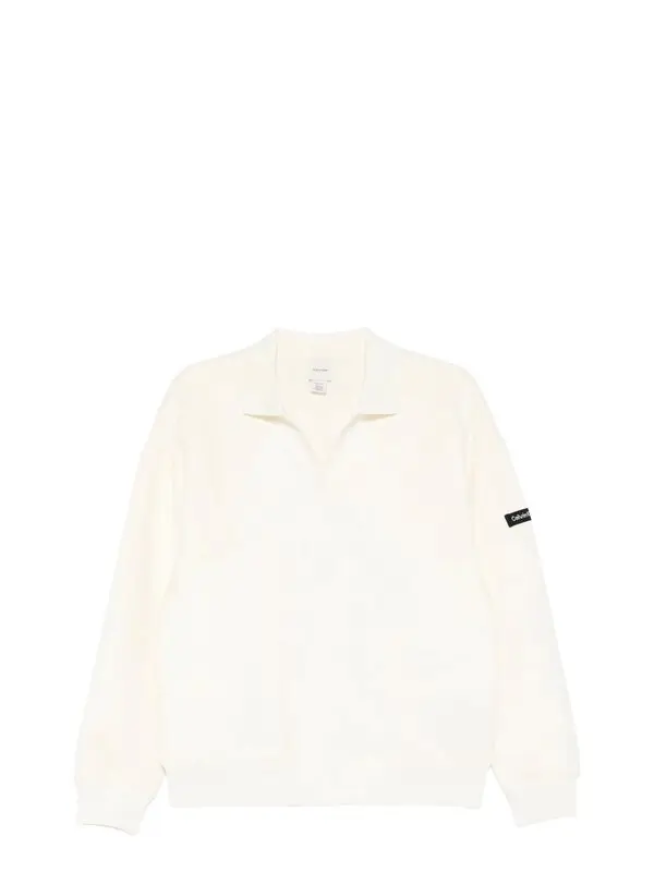 Calvin Klein Ls Scuba Oversized Polo Top - White