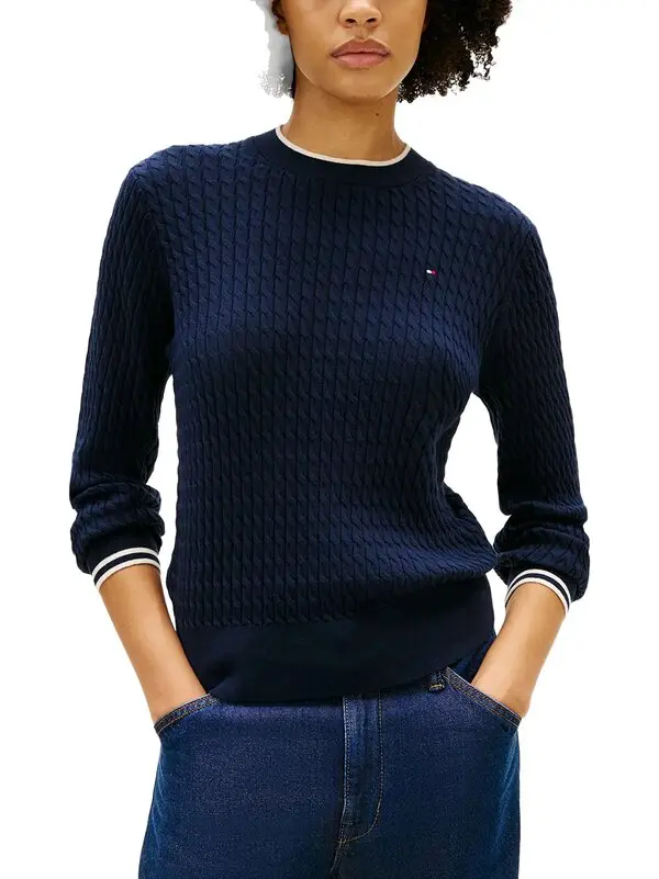 Tommy Hilfiger Co Cable Fine Ls Sweater - Blue