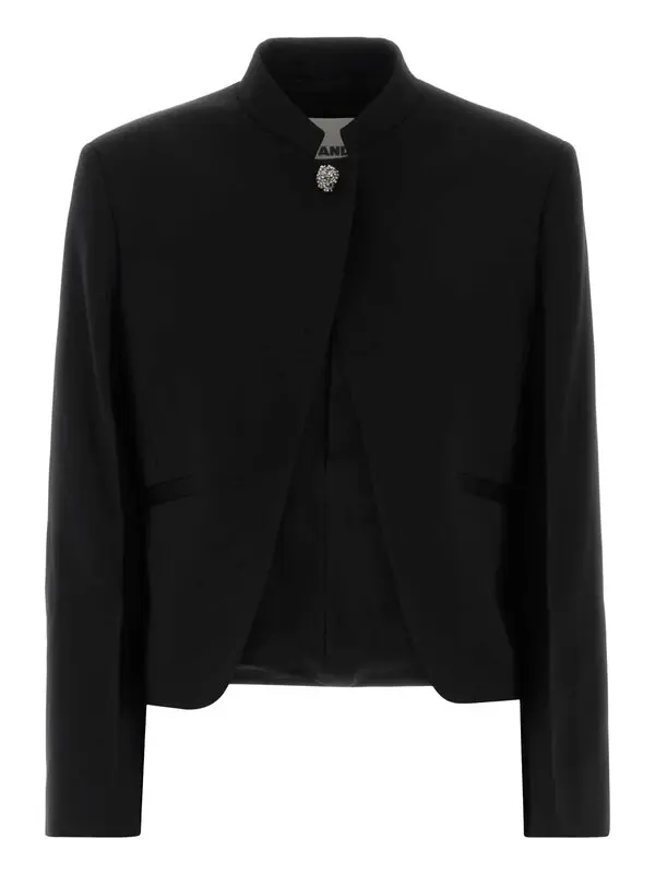 JIL SANDER Stand Collar Jacket With Metal Detail - Black