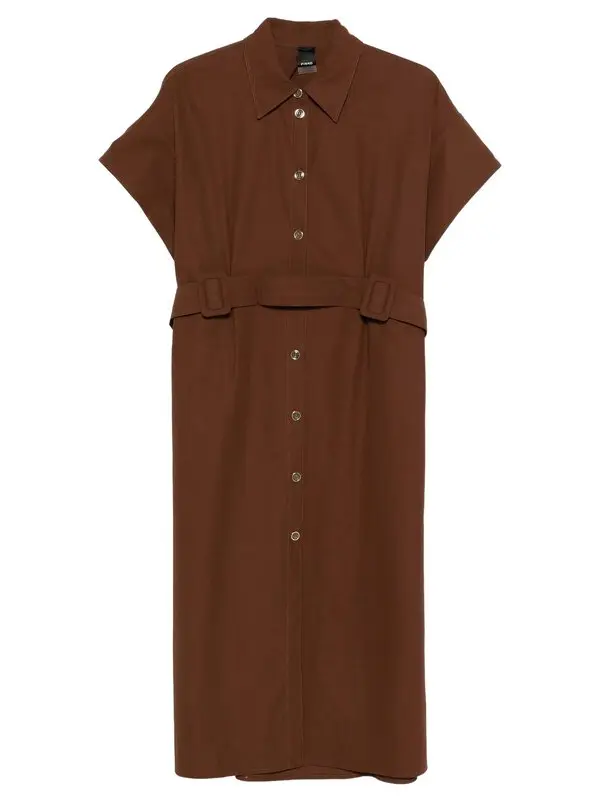 Pinko Earth Midi Shirt Dress With Belt - Brown