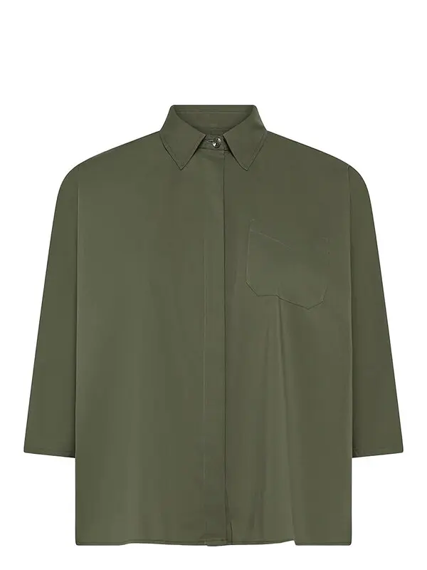 CRUNA Button-up Shirt With Classic Collar And Pocket Detail - Green