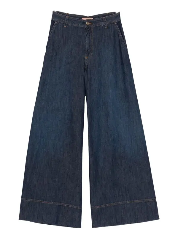 TWINSET Wide Leg Denim Trousers - Blue