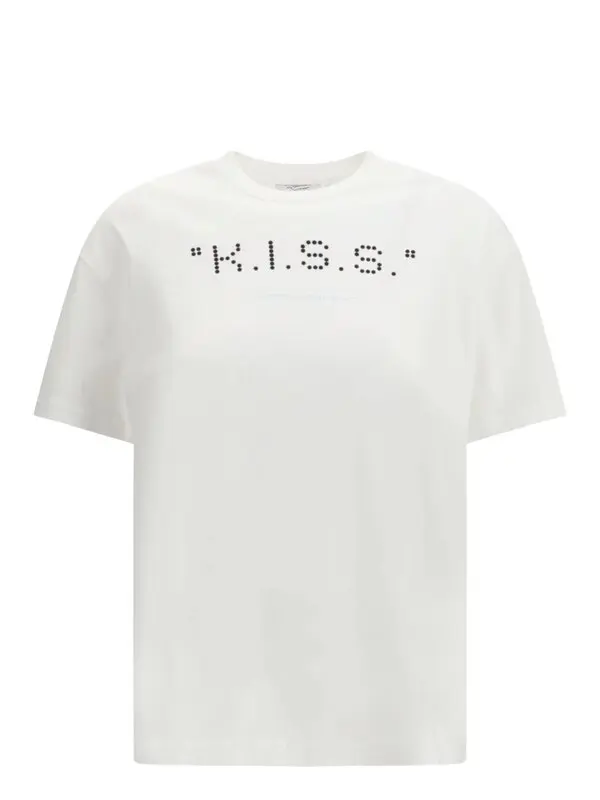 Off-White Kiss" Slogan Print Cotton T-shirt - White