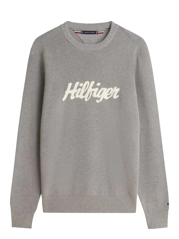 Tommy Hilfiger Graphic Cotton Crewneck Sweatshirt - Gray