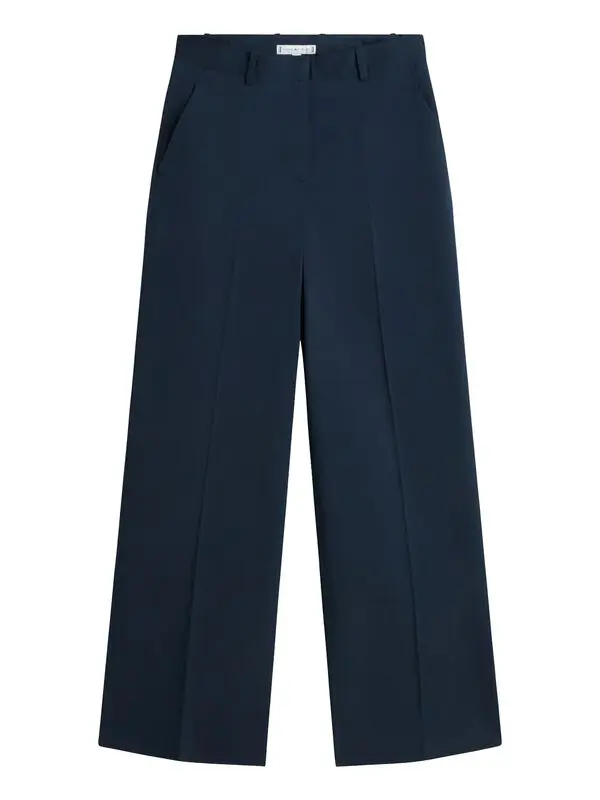 Tommy Hilfiger Cotton Wide Leg Trousers - Blue