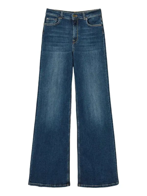 TWINSET Wide Leg Denim Trousers - Blue