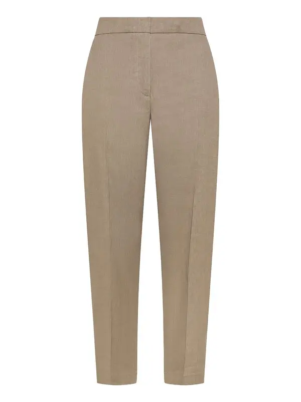 SEVENTY VENEZIA Tailored Cotton Cropped Pants - Brown