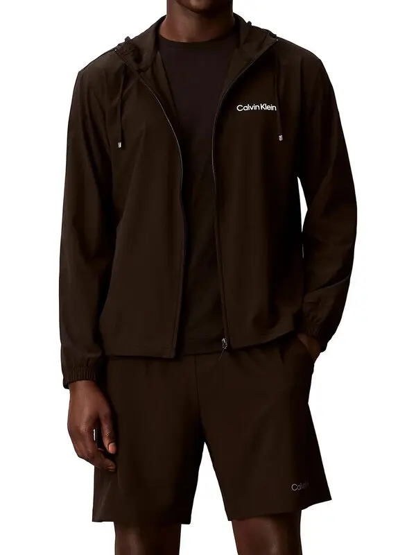Calvin Klein Hooded Zip-up Wind Jacket - Black