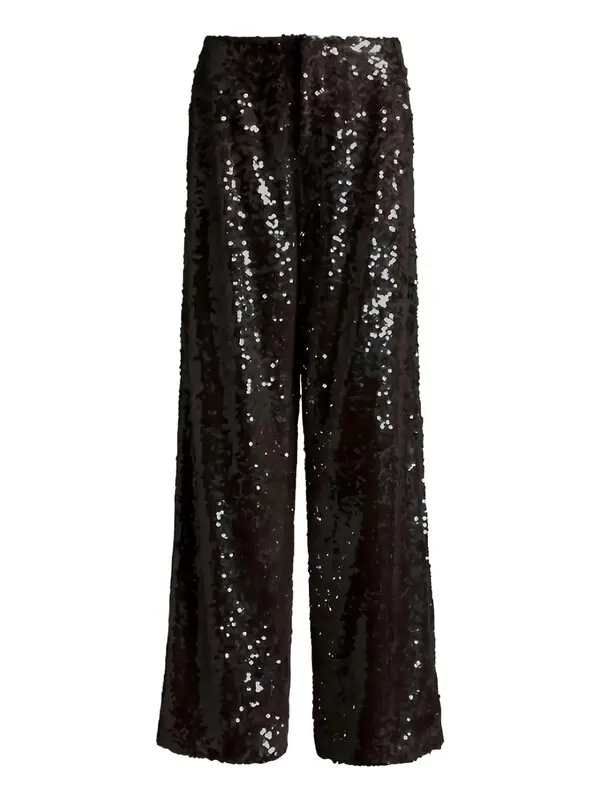 Alberta Ferretti Sequin Embellished Wide Leg Pants - Black