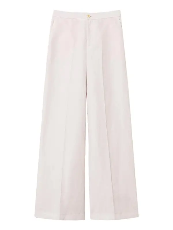 TWINSET Wide Leg Pants With Golden Button Detail - Beige