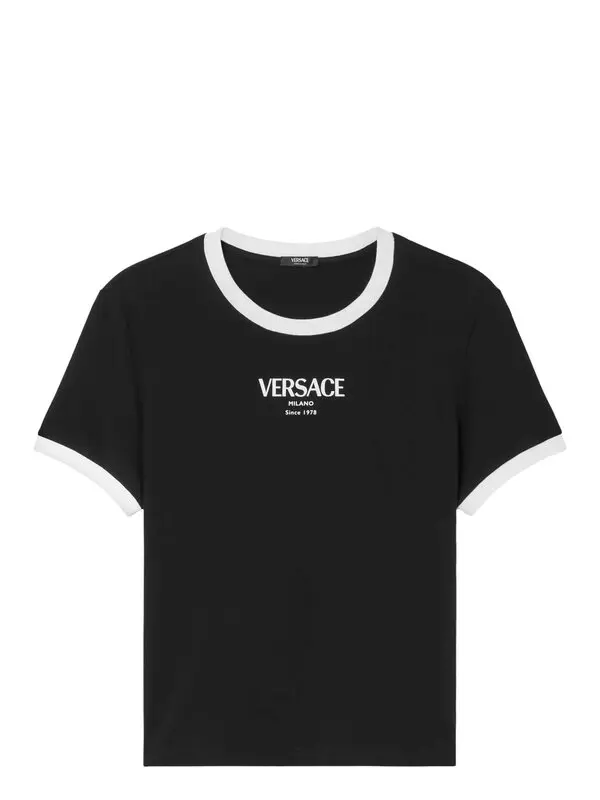 Versace T-shirt With Logo Detail - Black