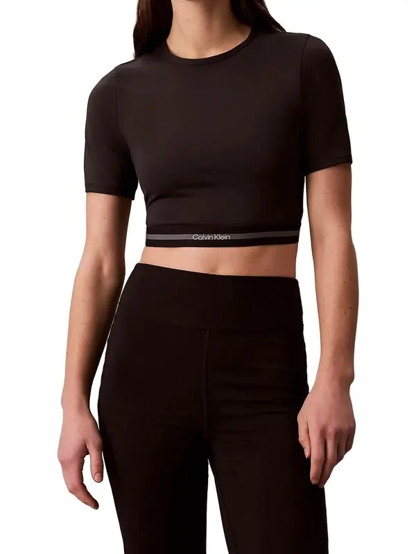 Calvin Klein Icon Sport Ss Tee With Wb Cropped T-shirt - Black