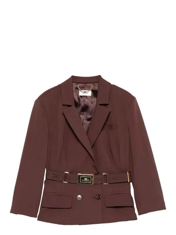 Elisabetta Franchi Blazer With Belt - Brown