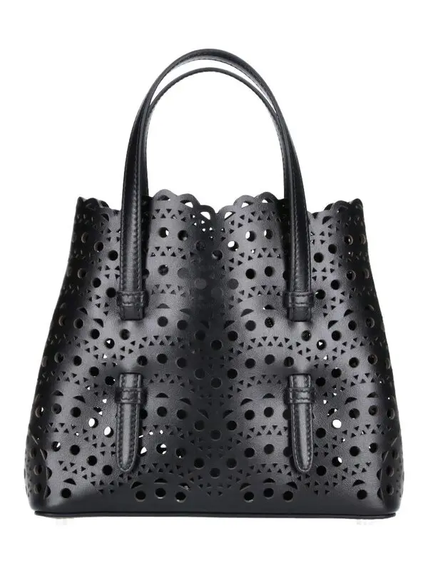 Alaïa Mina 20" Perforated Calfskin Tote Bag - Black