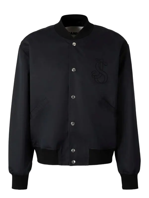 JIL SANDER Bomber Jacket With Logo Detail - Black
