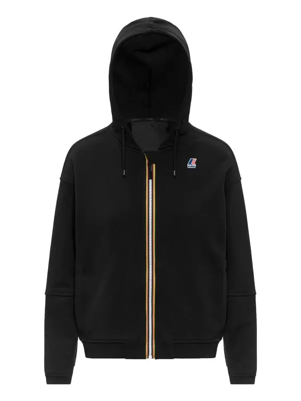 K-WAY Lara Poly Cotton Hooded Sweatshirt With Full Zip Closure - Black