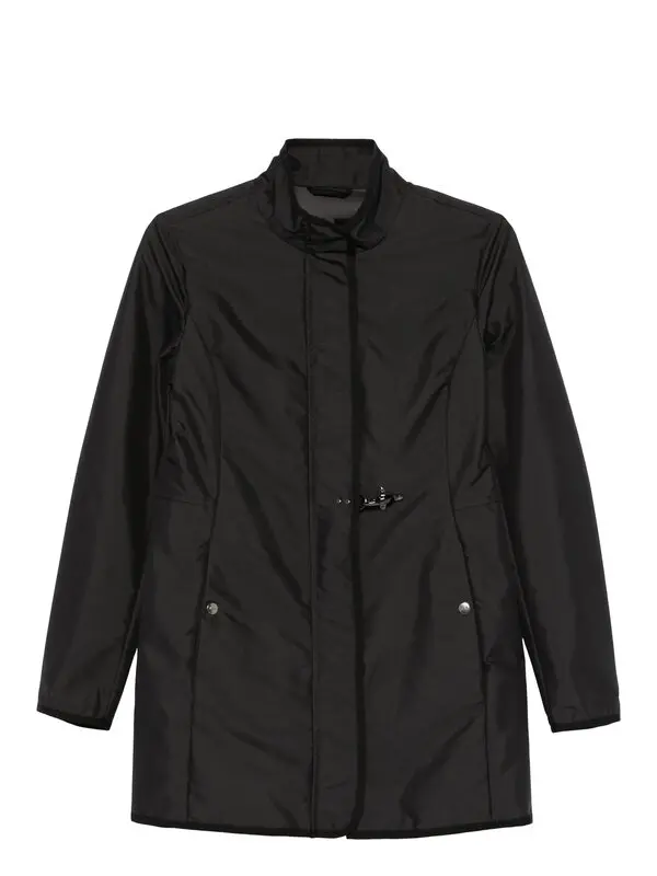 FAY Short Technical Fabric Coat With Zip Closure - Black