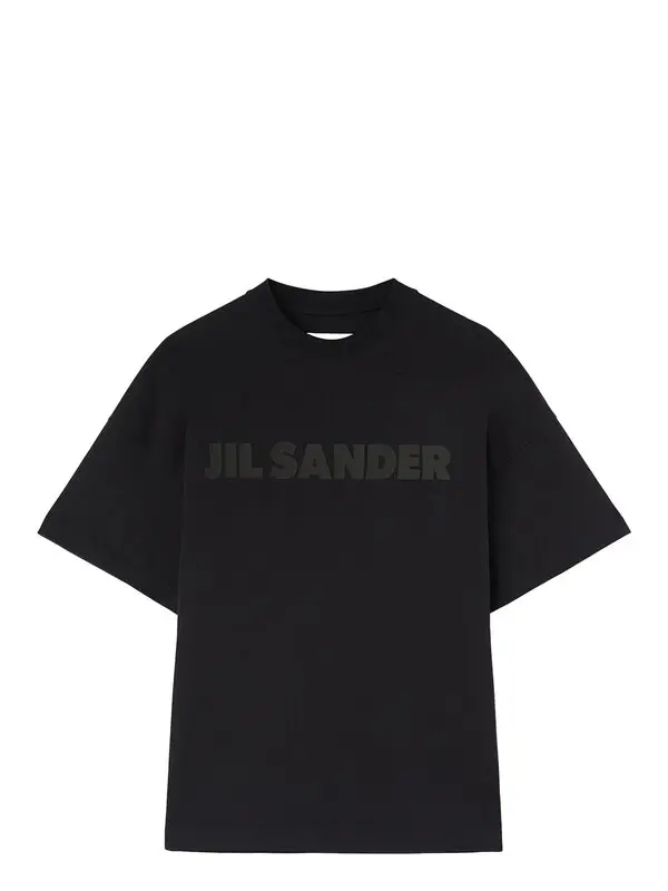 JIL SANDER Oversized Cotton T-shirt With Ribbed Crew Neck - Black