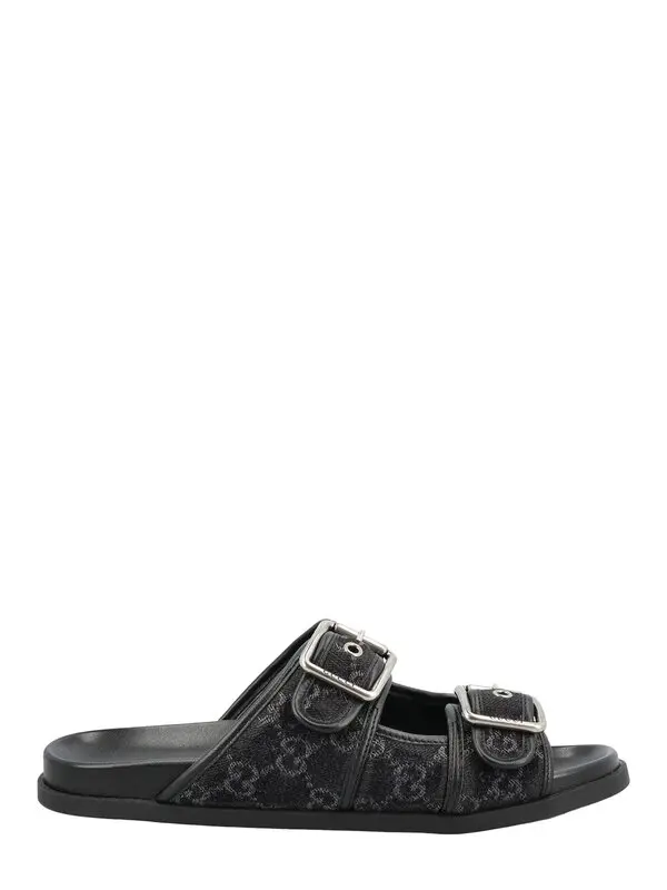 Gucci Rhein Slide Gg Denim Sandals - Black